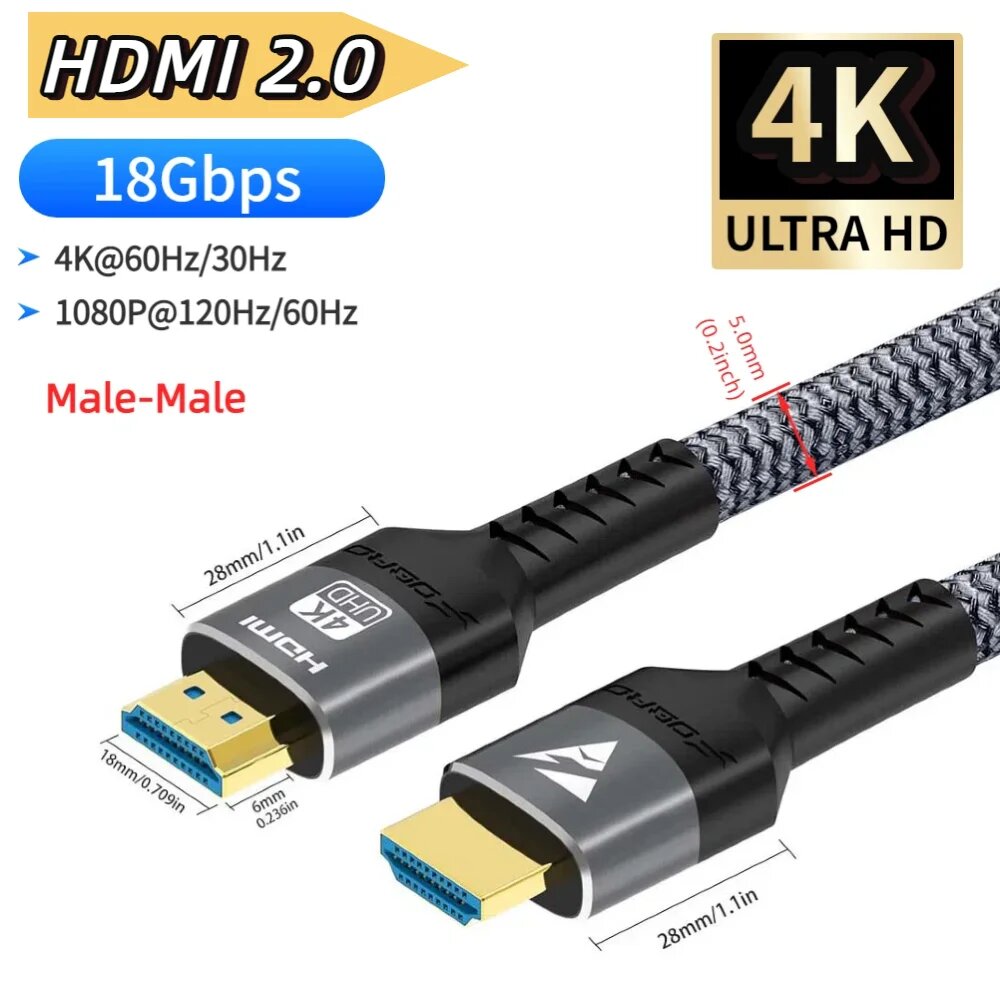 Кабель HDMI 2.1, 48 Гбит/с, 8K при 60 Гц, 4K при 120 Гц, UHD HDR, высокоскоростной кабель 8k HDMI-HDMI