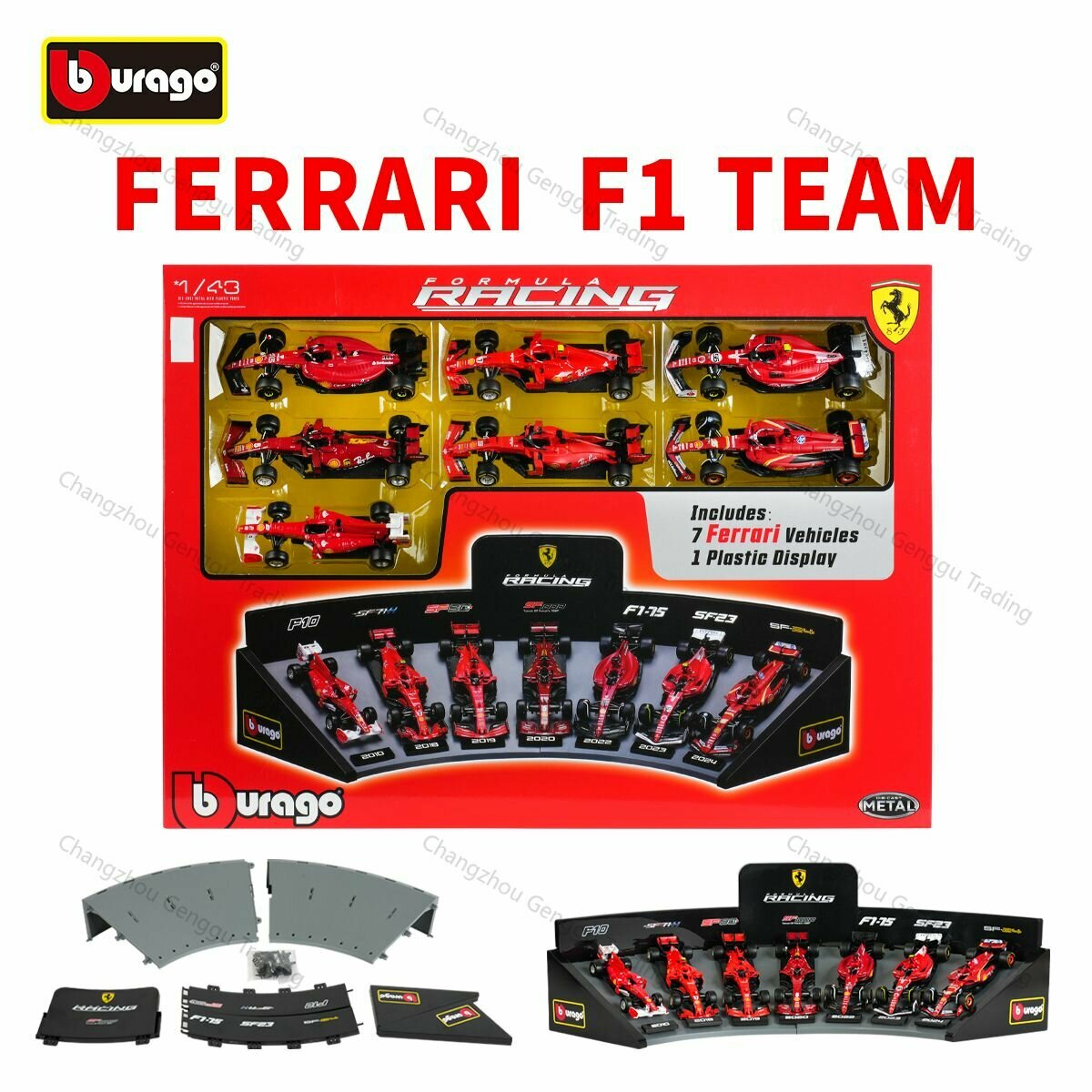 Bburago 1:43 Подарочный набор Ferrari F1-75 F10 SF23 SF24 SF90 SF71H SF1000 Формульный болид Формулы-1, Литые под давлением автомобили, коллекционная модель гоночных игрушек