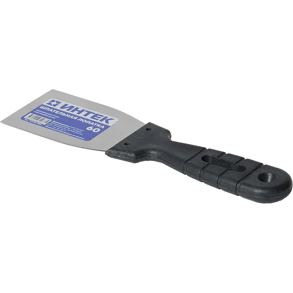 Шпатель интек 60 мм, с пластиковой ручкой, нержавеющая сталь 8960