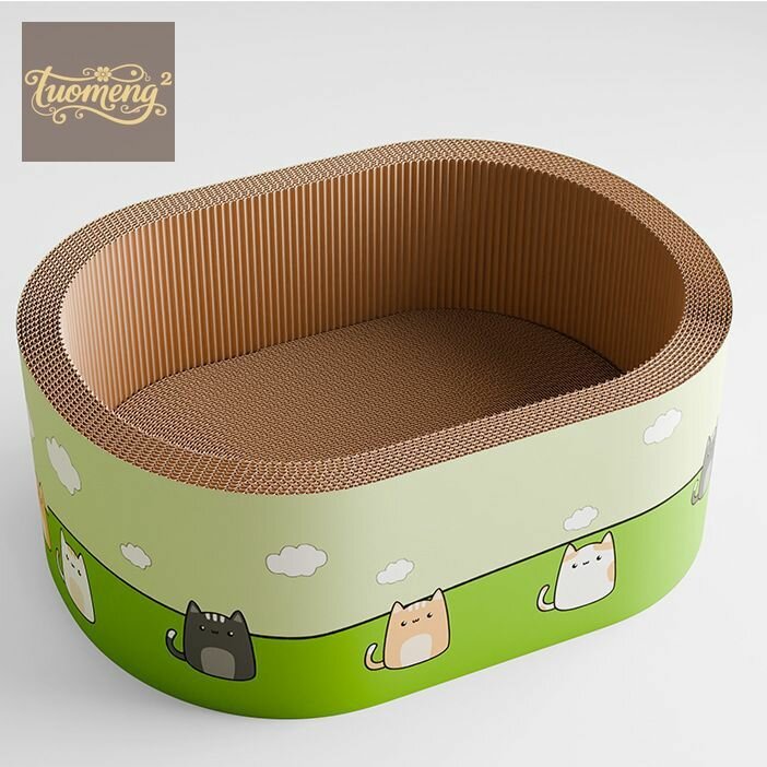 Углубленная когтеточка для домашних животных, четырехсезонная, износостойкая, не оставляющая шерсти, круглой формы, очень большая, из гофрированной бумаги, интегрированная кошачья лежанка