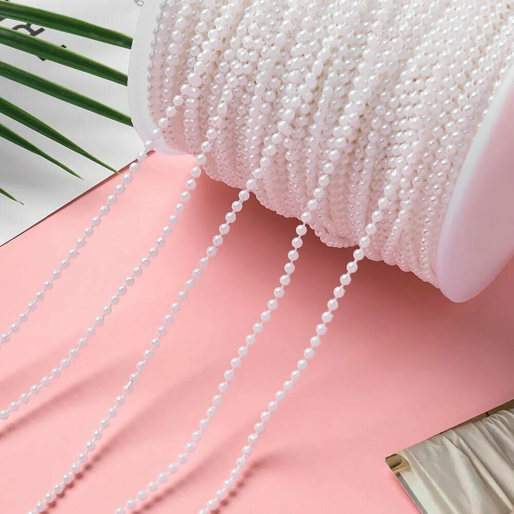 Жемчуг на леске, 2.5 мм, 10 метров , цвет белый