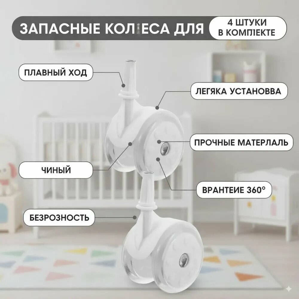4 шт. универсальных запасных колес для детских колясок и ходунков