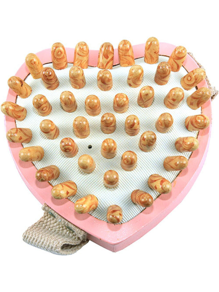 Щетка-массажёр "Сердечко", для антицеллюлитных процедур, с лямкой, розовая