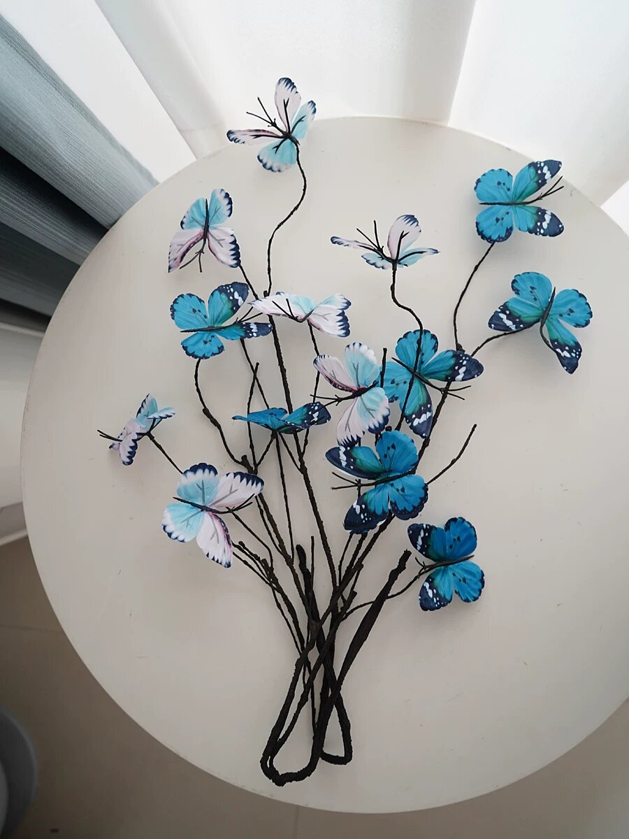 Бионическая композиция из искусственных цветов в виде бабочки, ваза для флористики класса люкс, декор для гостиной и