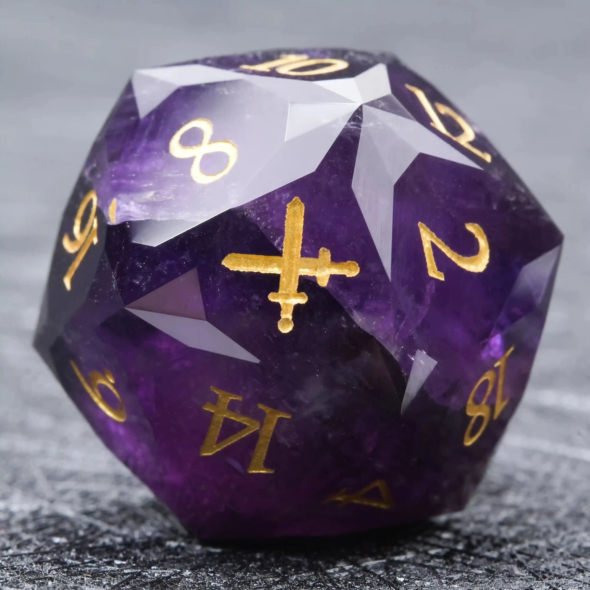 Набор кубиков DND из зеленого стекла 7 шт. Фиолетовый, 1pcs D20