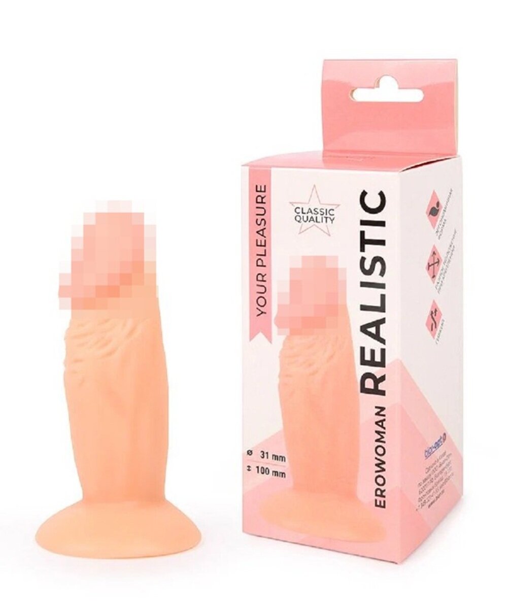 Фаллоимитатор анальный с увеличенной головкой на присоске, телесный, 12 см