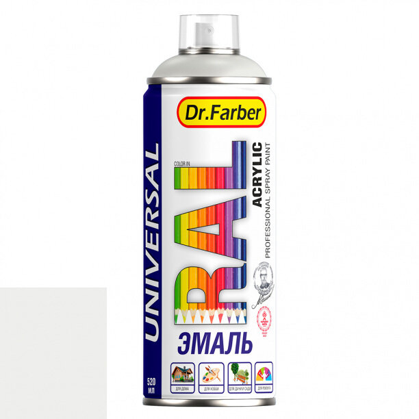 Эмаль-спрей универсальная Dr.Farber акриловая RAL 9003 глянцевая 270 г