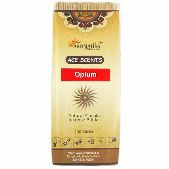 Ace Scents OPIUM Natural Masala Incense Sticks, Aromatika (опиум натуральные ароматические палочки, Ароматика), 100 палочек.