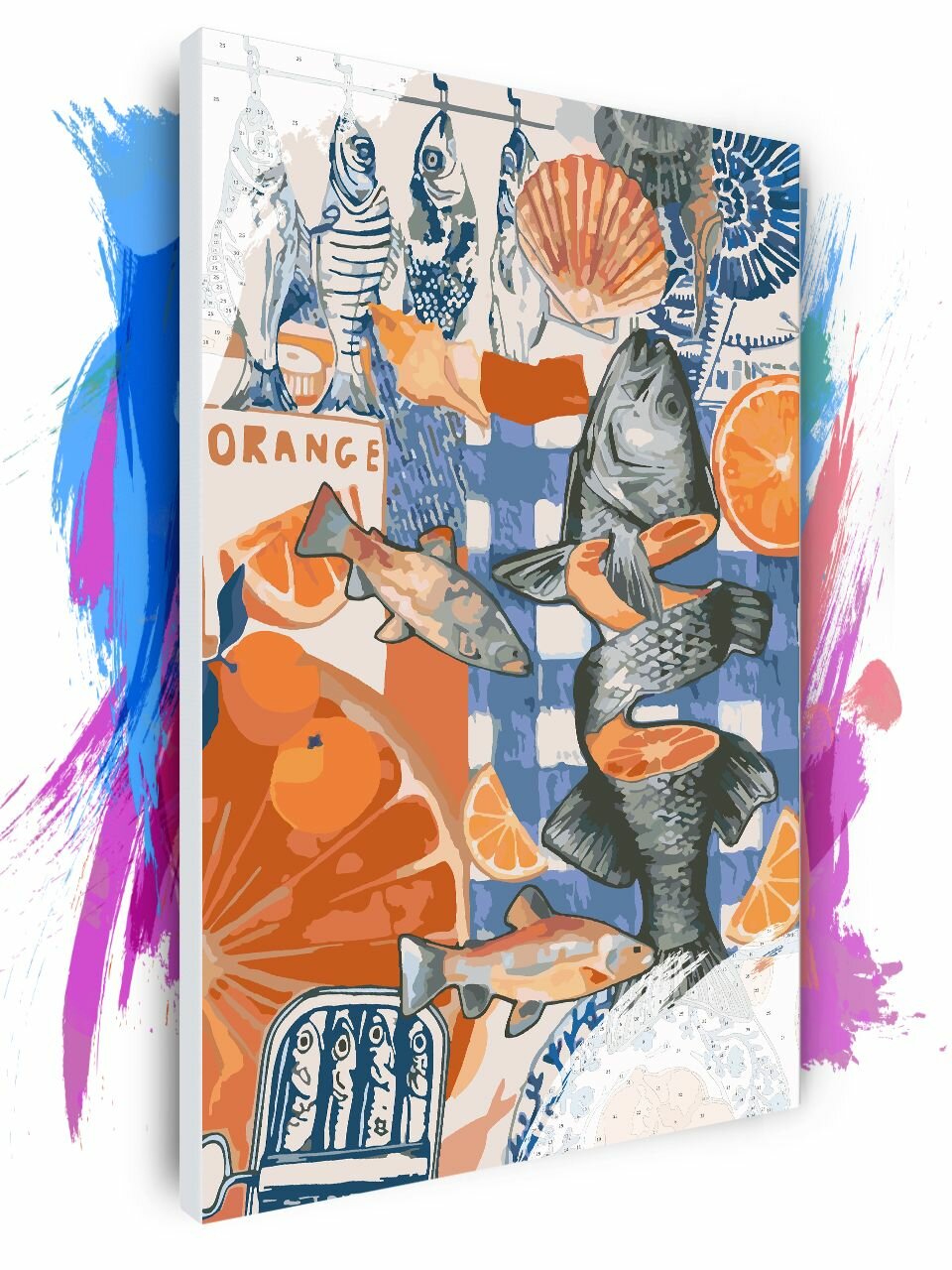 Картина по номерам на холсте Рыба и цитрус, 40 х 60 см