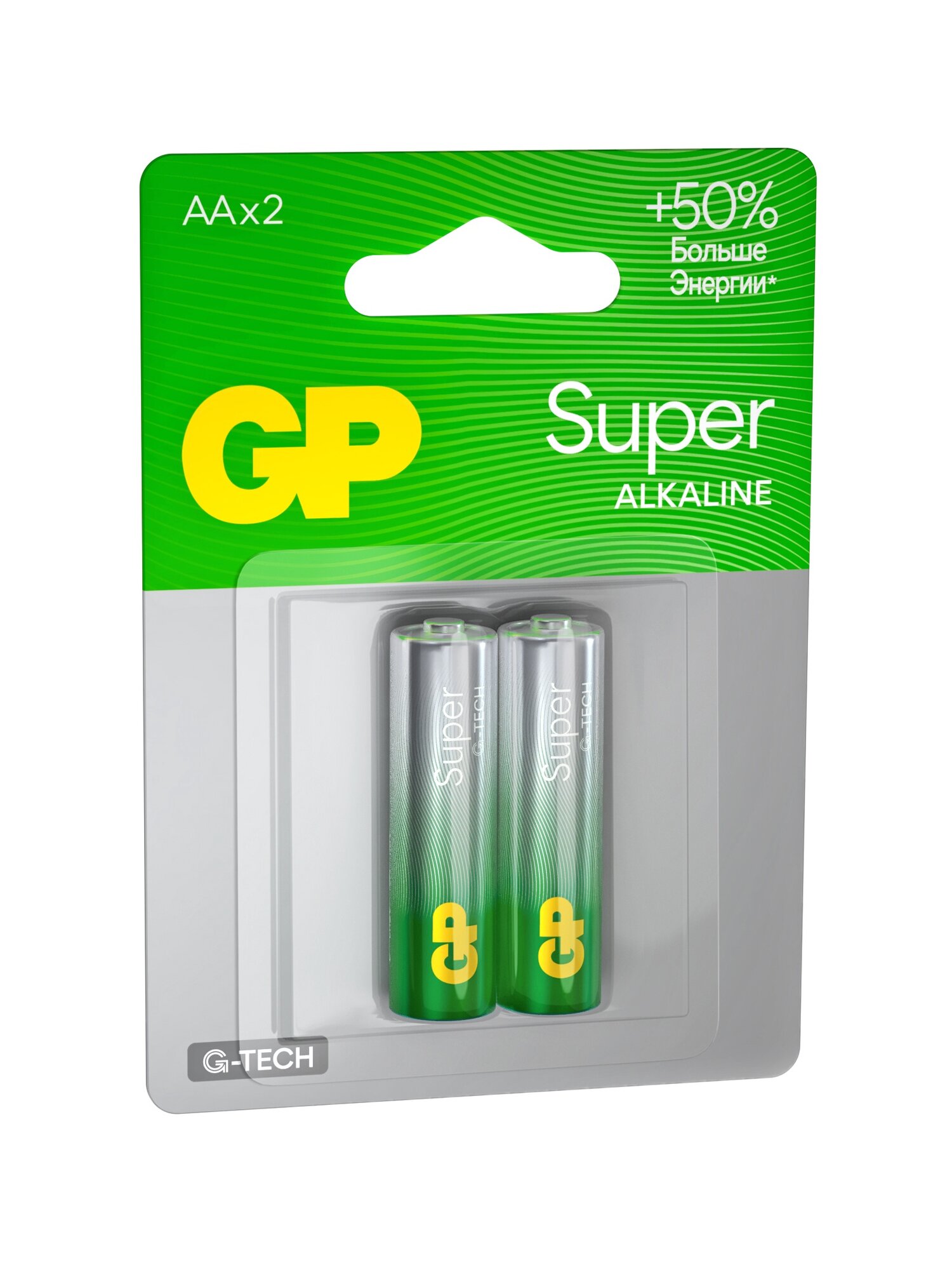 Батарейка алкалиновая GP Super, AA, LR6-2BL, 1.5В, блистер, 2 шт.