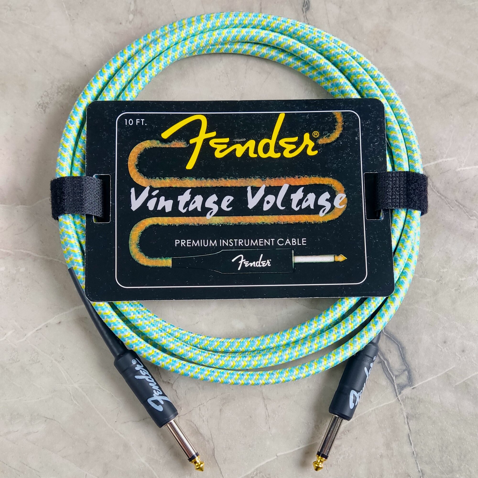 Премиум гитарный кабель 3 метра 6.3 jack Fender Vintage Voltage, бирюзовый, шнур для для электрогитары, электроакустической, провод для комбика.