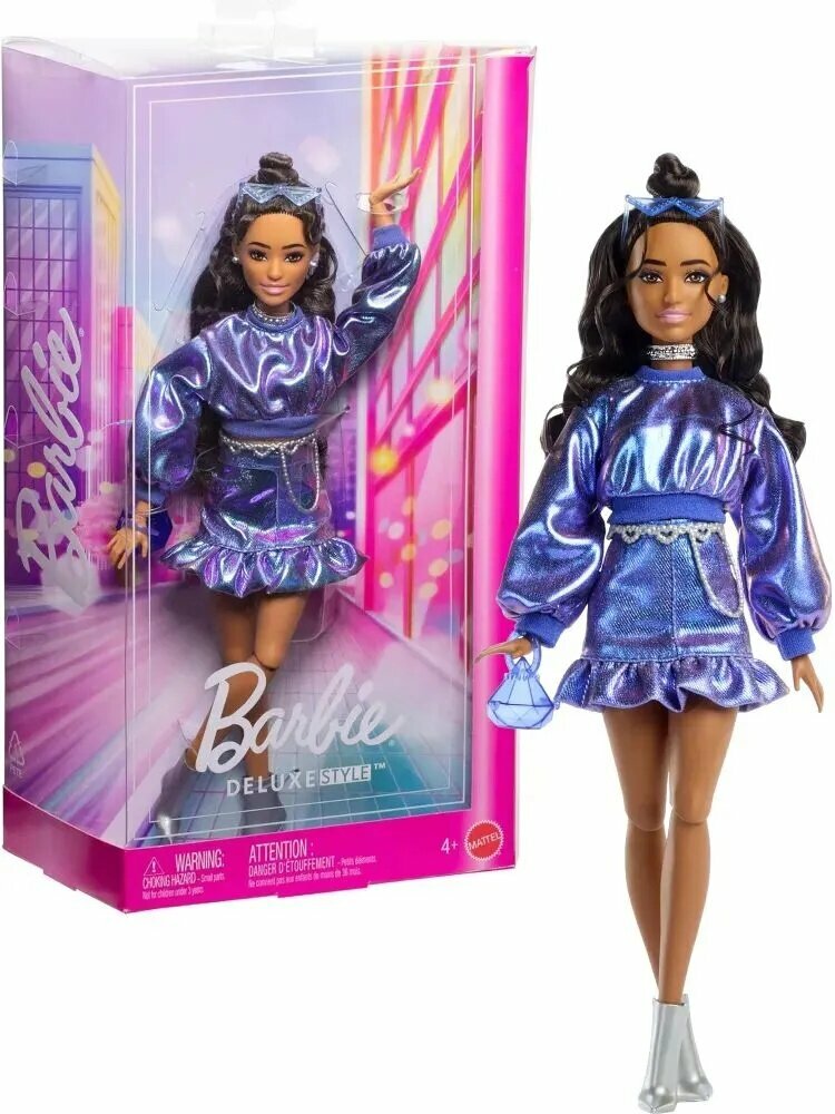 Barbie Кукла Барби в металлическом синем платье в стиле Делюкс JFP42