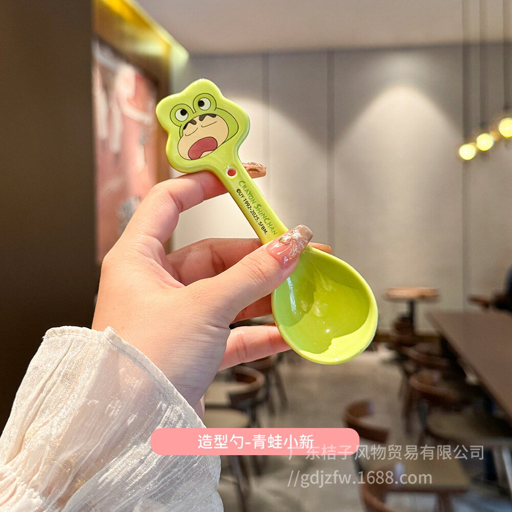Керамическая ложка с изображением Крейона Шин-чана, бытовая ложка, половник, милая детская столовая ложка, суповая ложка, одна ложка на человека, специальная ложка.