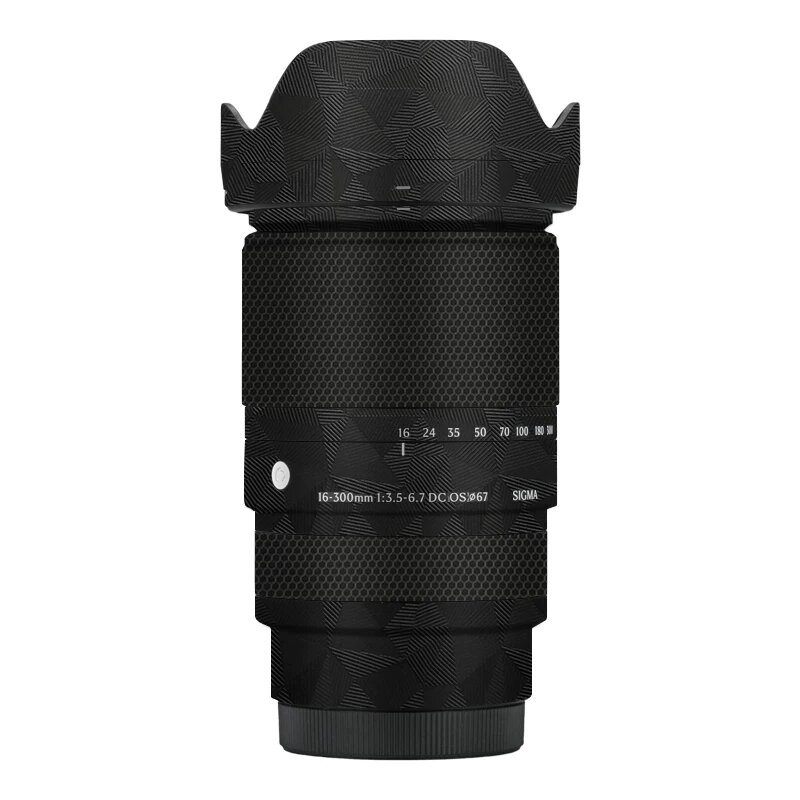 Защитная пленка для объектива Sigma 16-300mm F3.5-6.7 с клеевым слоем 3M, разъем Fuji, узор Нордик Триангла черный