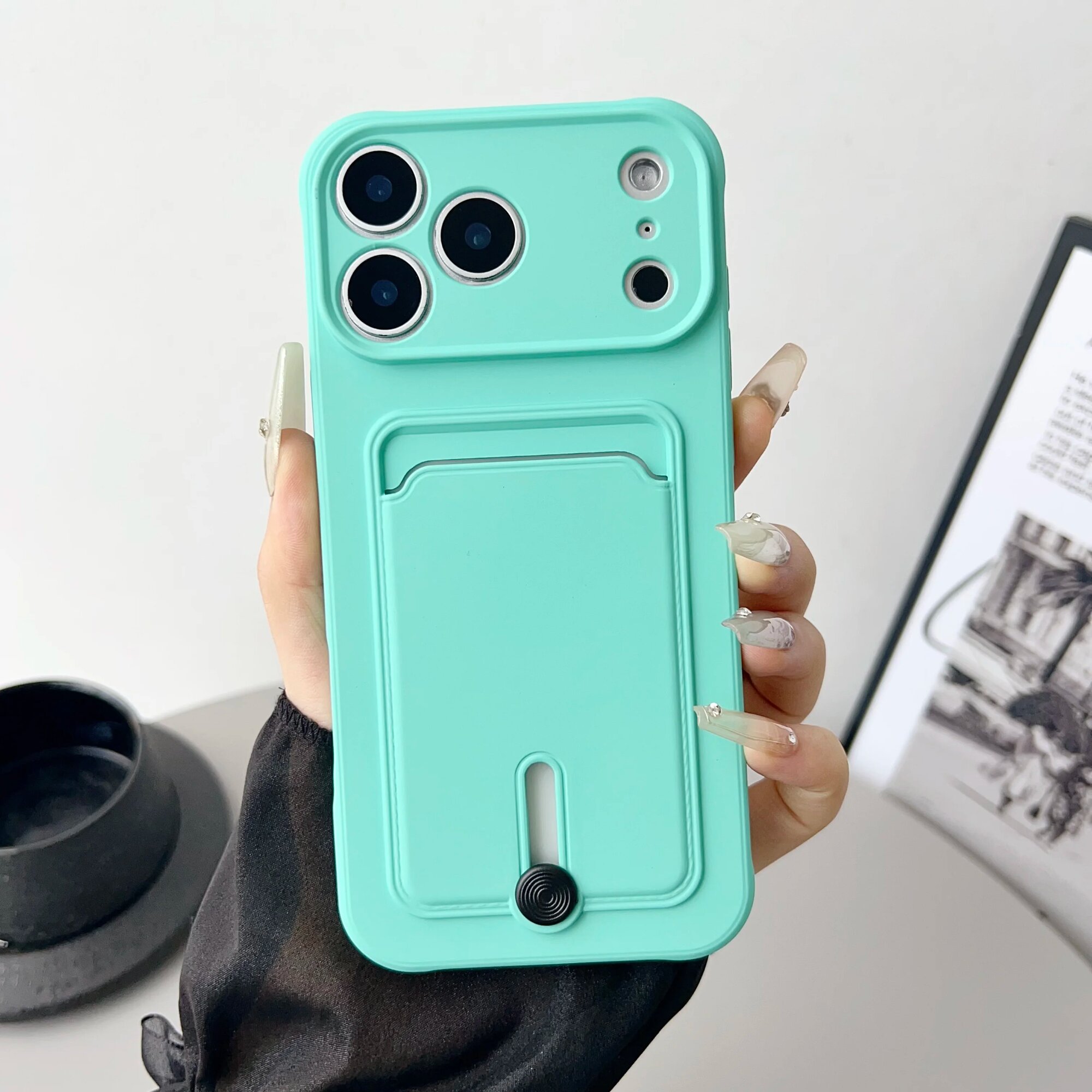 Чехол-бумажник с слотом для карт для iphone 17, 16, 15, 14, 13, 12, 11 pro max air plus mini, мягкий чехол из ТПУ для кредитных карт