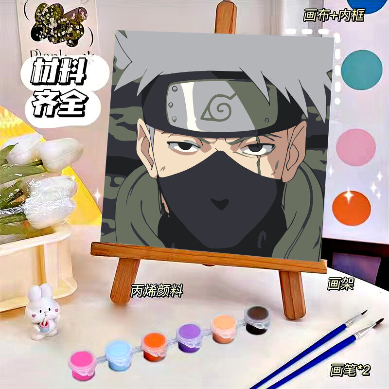 Цифровая картина маслом 20*20, аниме, раскраска маслом, ручная роспись маслом, декор для спальни.