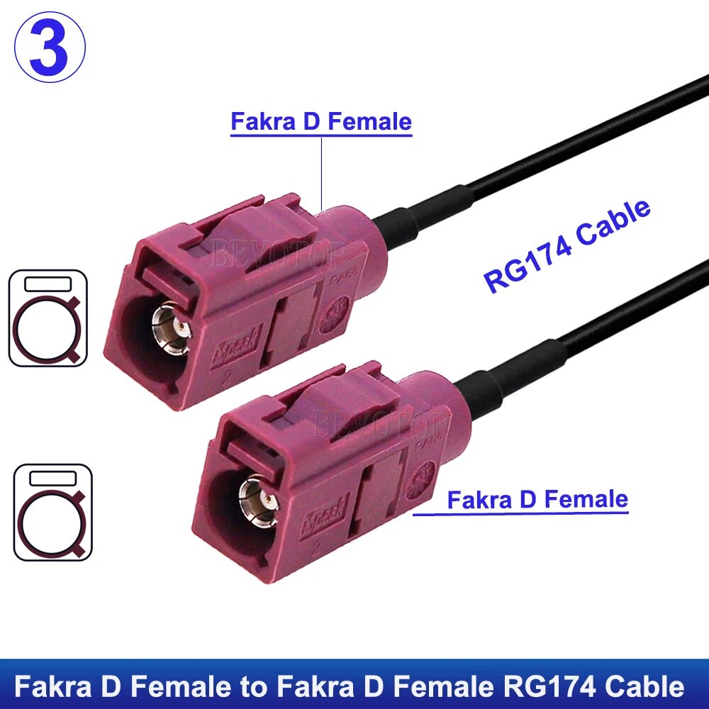 1 шт. Fakra D Bordeaux фиолетовый Fakra D код штекер/гнездо RG174 косичка для GSM RF коаксиальный удлинительный кабель Fakra перемычка
