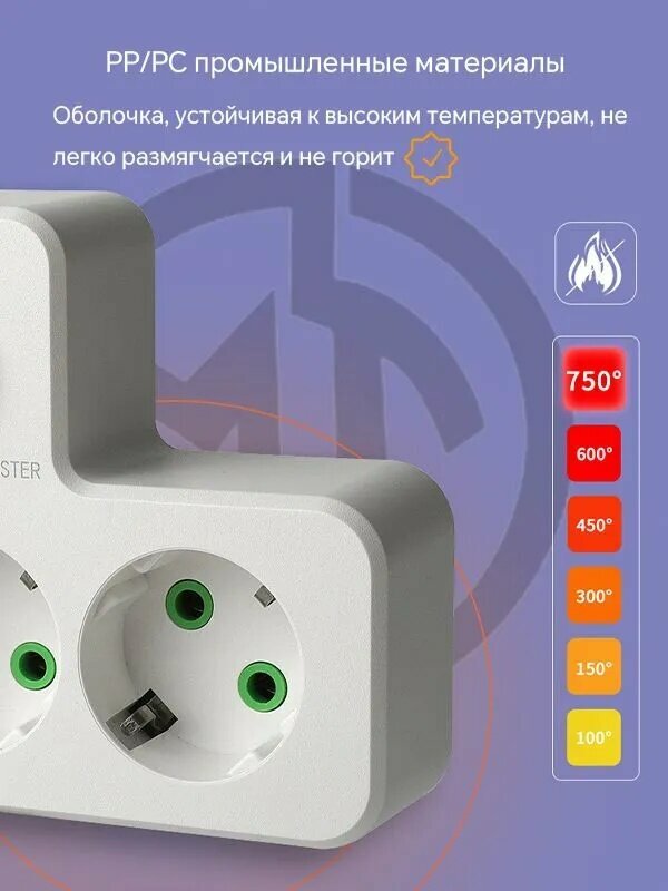 Многофункциональная настенная розетка с 3 розетками, 3 USB-порта, USB-адаптер 6 в 1 с защитой от перегрузки для смартфона, планшета