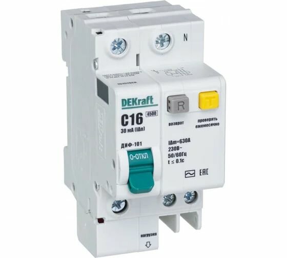 Дифференциальный автомат Dekraft ДИФ101-1N-016А-030-C 15157DEK