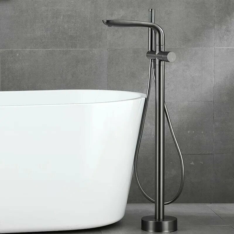 Смеситель для ванны, с ручным душем, 2-функциональный, напольный, латунный, для горячей и холодной воды, подходит для ванной комнаты