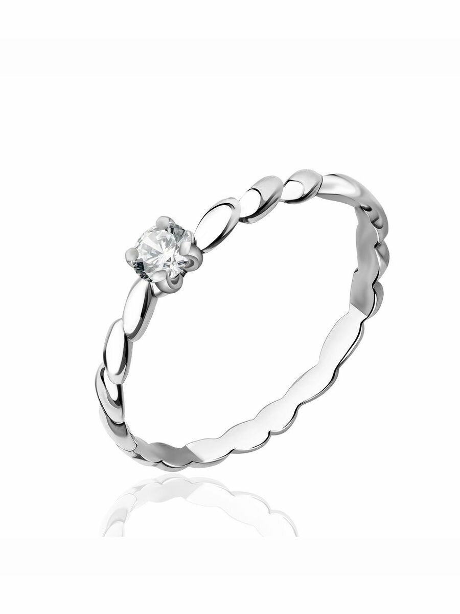 Кольцо, белое золото, 585 проба, родирование, бриллиант