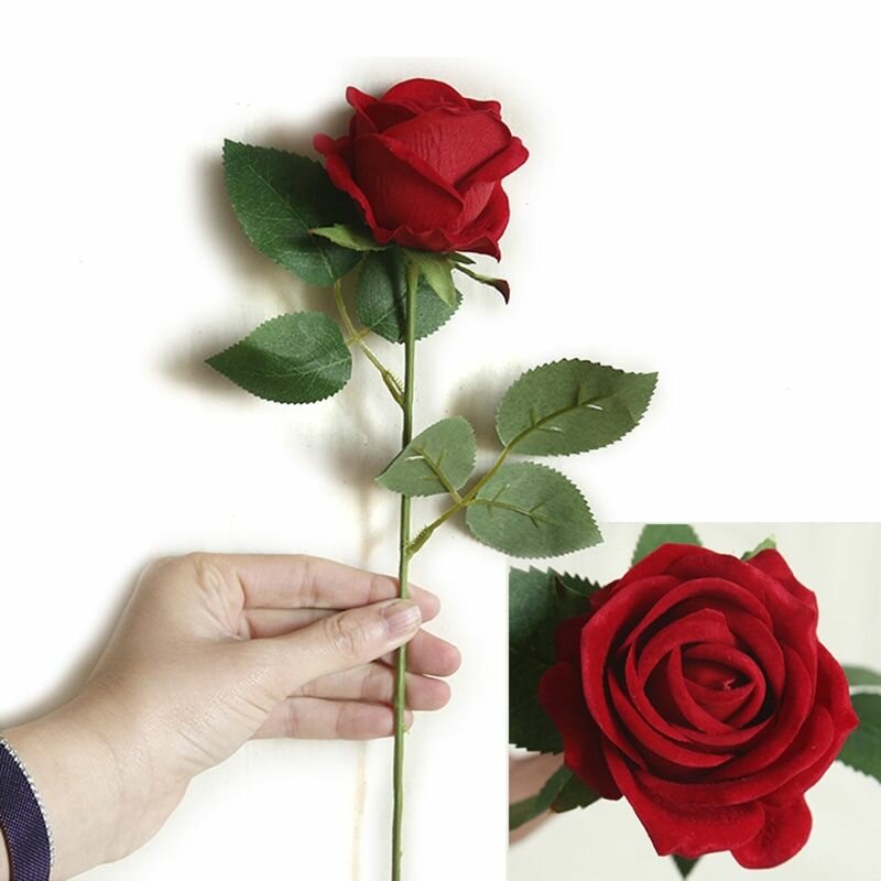 Имитирующий цветок розы из жемчужной фланели-Красный