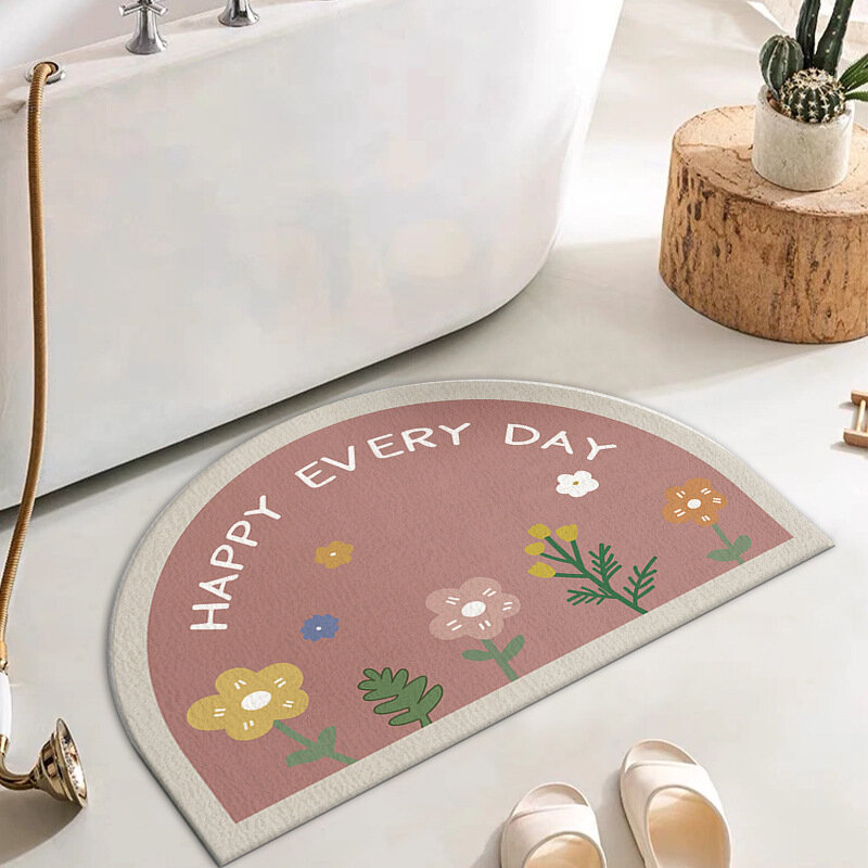 Ins Свежий стильный напольный коврик с подсолнухом Полукруглый простой ковер из искусственного кашемира для дома,