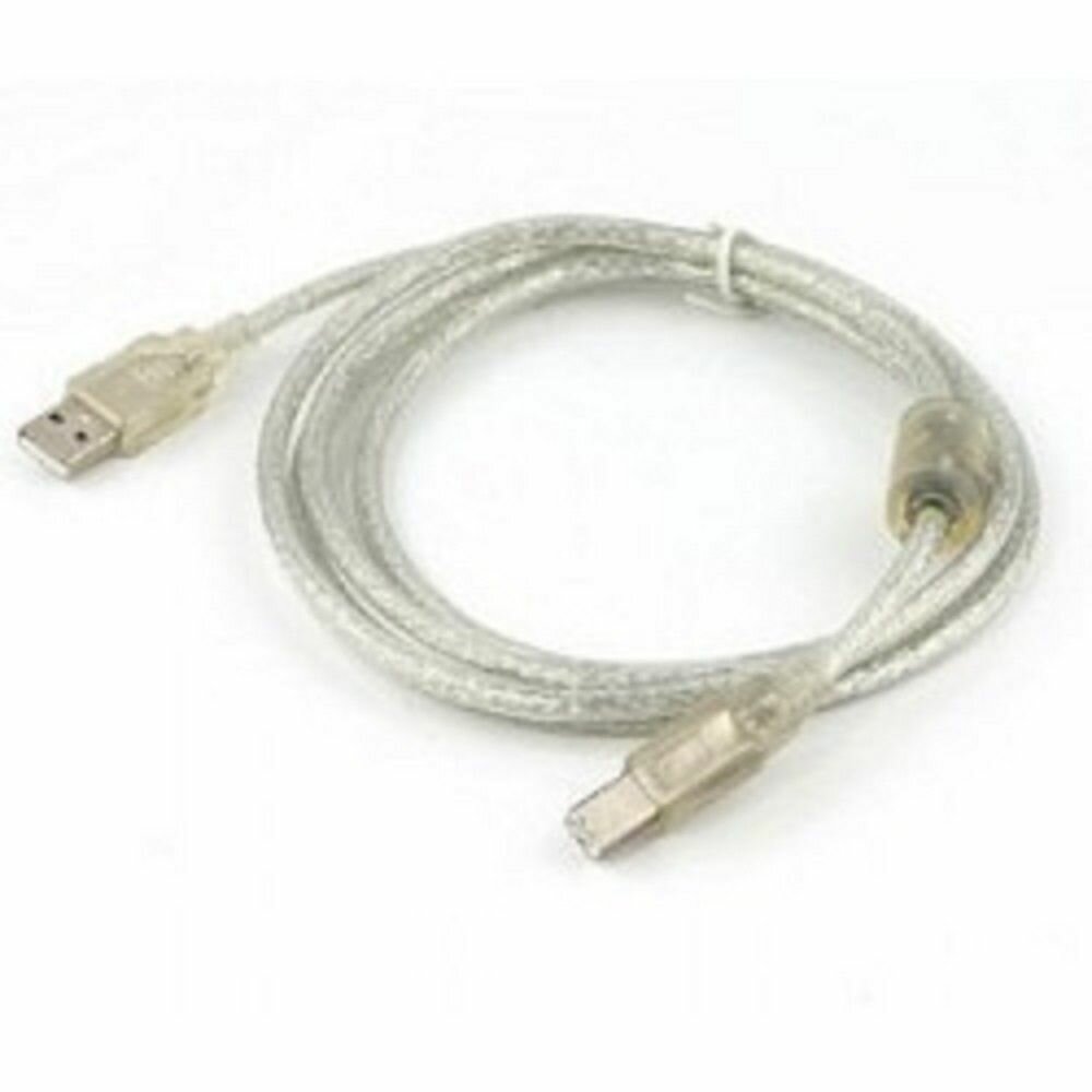 Cablexpert Кабель USB 2.0 Pro, AM/BM, 1,8м, экран, феррит. кольцо, прозрачный (CCF-USB2-AMBM-TR-6)