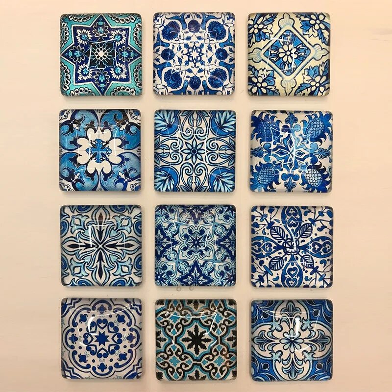20 шт. синие и белые фарфоровые квадратные выпуклые хрустальные стеклянные мозаичные камни DIY ручной работы креативные украшения аксессуары наклейки