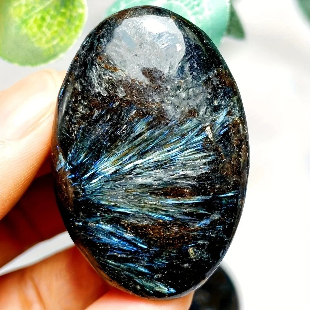 Натуральный астрофиллит, пальмовый камень, карманный кристаллический камень, синий флэш-камень, коллекционные предметы, целебные кристаллы, украшение для дома