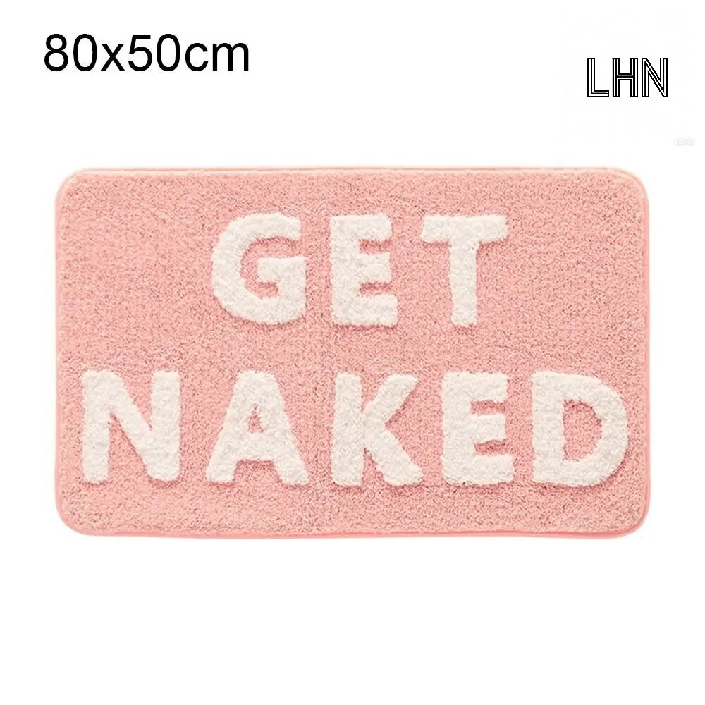 Коврик для ванной "Get Naked", имитация кашемира, розовый, 50 см x 80 см