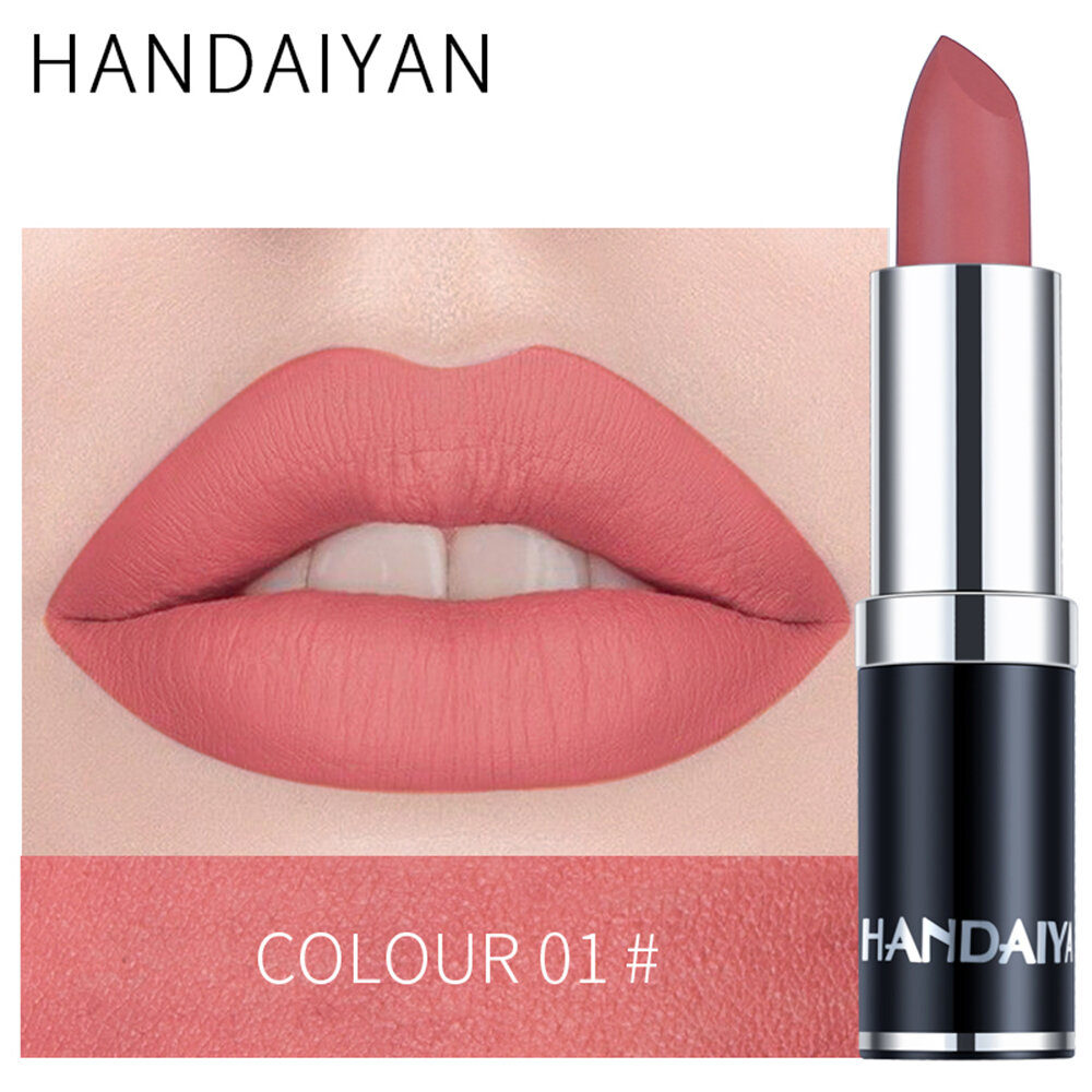 HANDAIYAN Professional Matte 12 Colors Makeup Lipstick Lips Waterproof Long Lasting Pigment Velvet Lip Matte (1#) 20g 0.71ounces 75*20mm 2.95*0.79in Package 22g 0.78ounces 100*80*50mm 3.94*3.15*1.97in 1 Piece