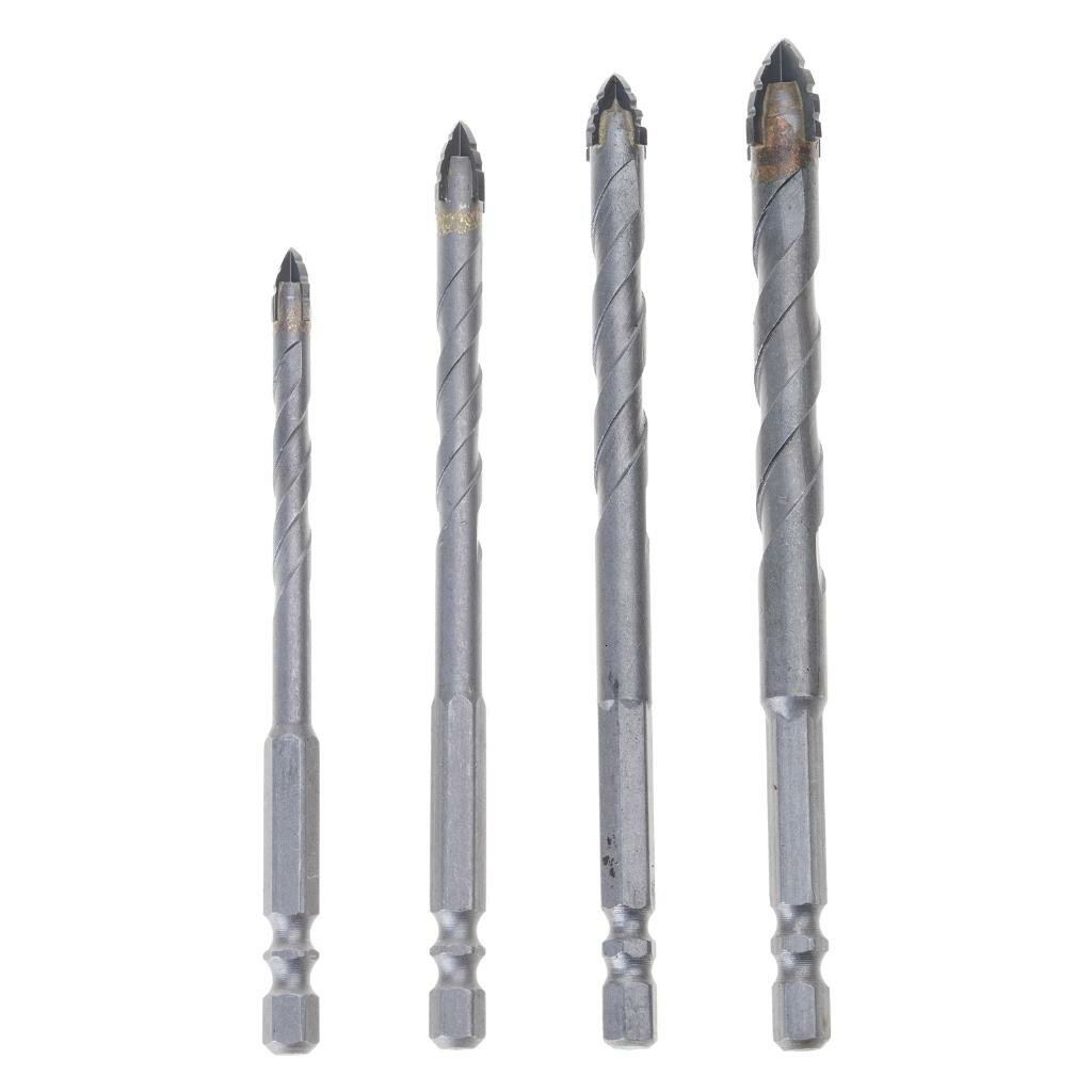 Сверло по бетону 4 шт, четырехлопастное, треугольное