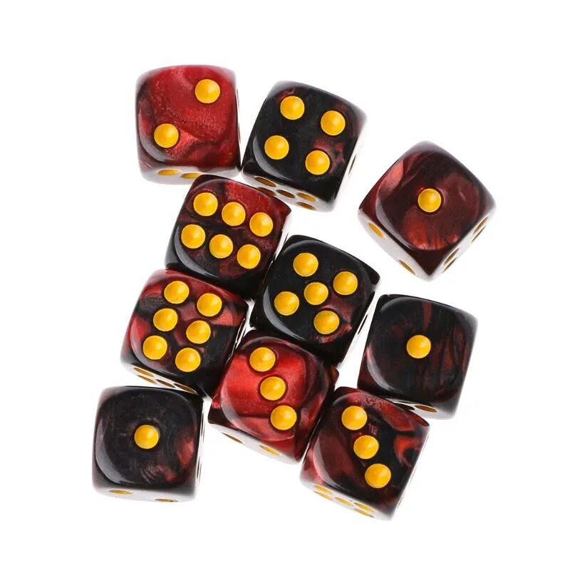 10 штук 6-гранных кубиков для настольных игр