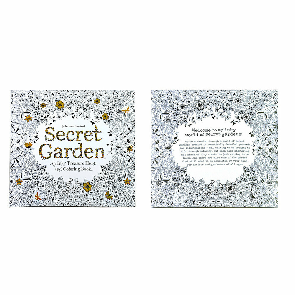 Книга для раскрашивания 24 страницы для детей и взрослых, размер 185*185 мм, материал бумага, вес упаковки 56 г, размер упаковки 185*185*30 мм, стили: Волшебный лес, Животный мир, Тайный сад, Фантастический сон