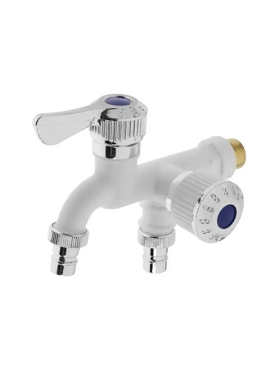 Двойной водоразборный кран с хромированным покрытием