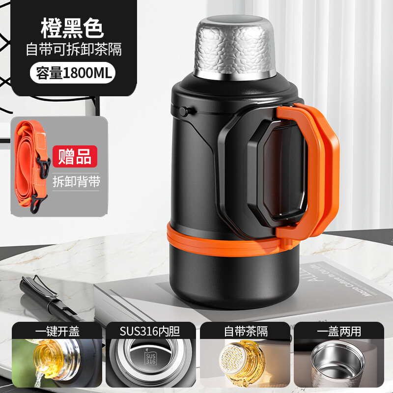 Термос большой емкости для улицы, 316 нержавеющая сталь, бутылка для горячей и холодной воды, портативный чайник, кастрюля для тушения, ручка для автомобиля и дома