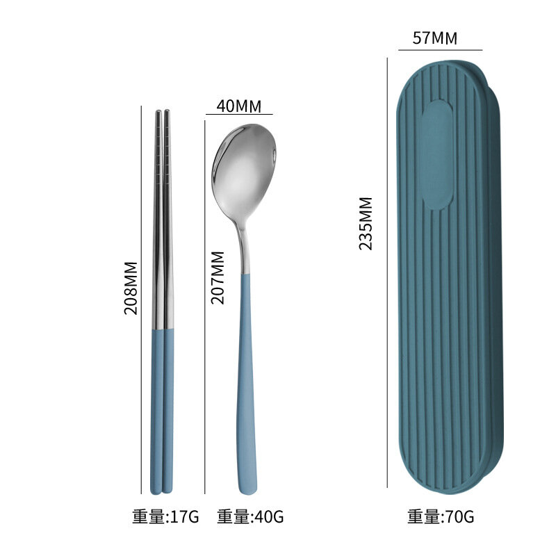 Корейский портативный набор посуды 304, набор палочек для еды, студенческая уличная посуда из нержавеющей стали, набор