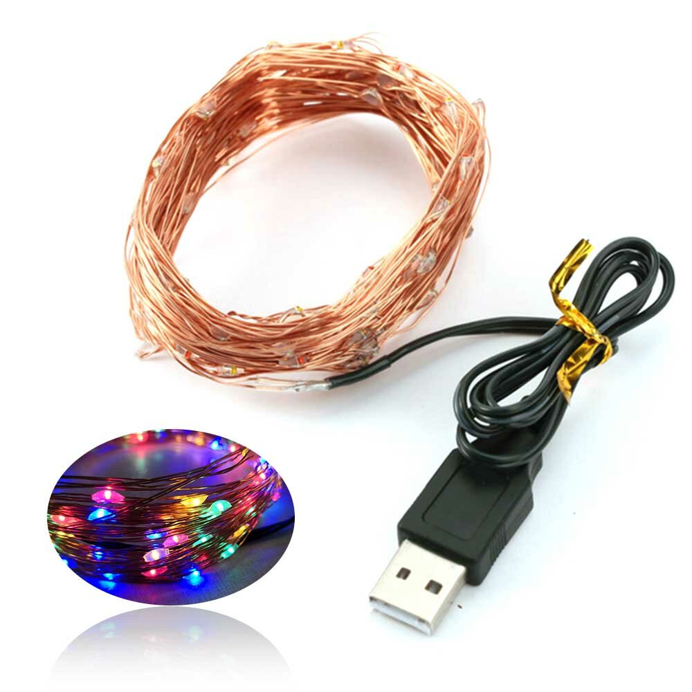 USB Светодиодная лента Куперная для Рождества Звездная лента Светодиодная лента 5м 50 светодиодов Четыре цвета в ассортименте белый теплый белый синий смешанный цвет