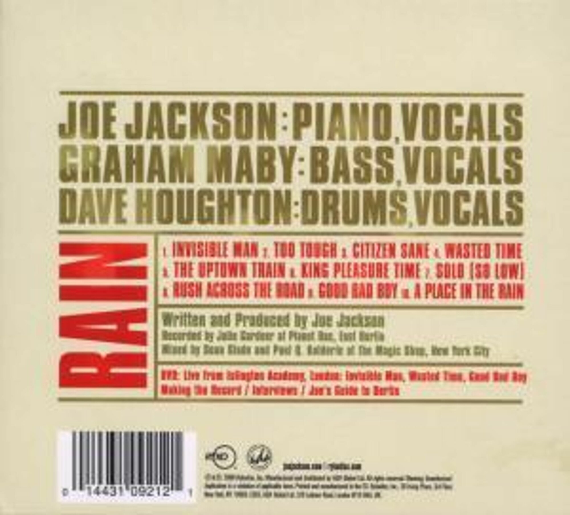Компакт-диск Joe Jackson - Rain (CD + DVD) (2 CD) — фото 1