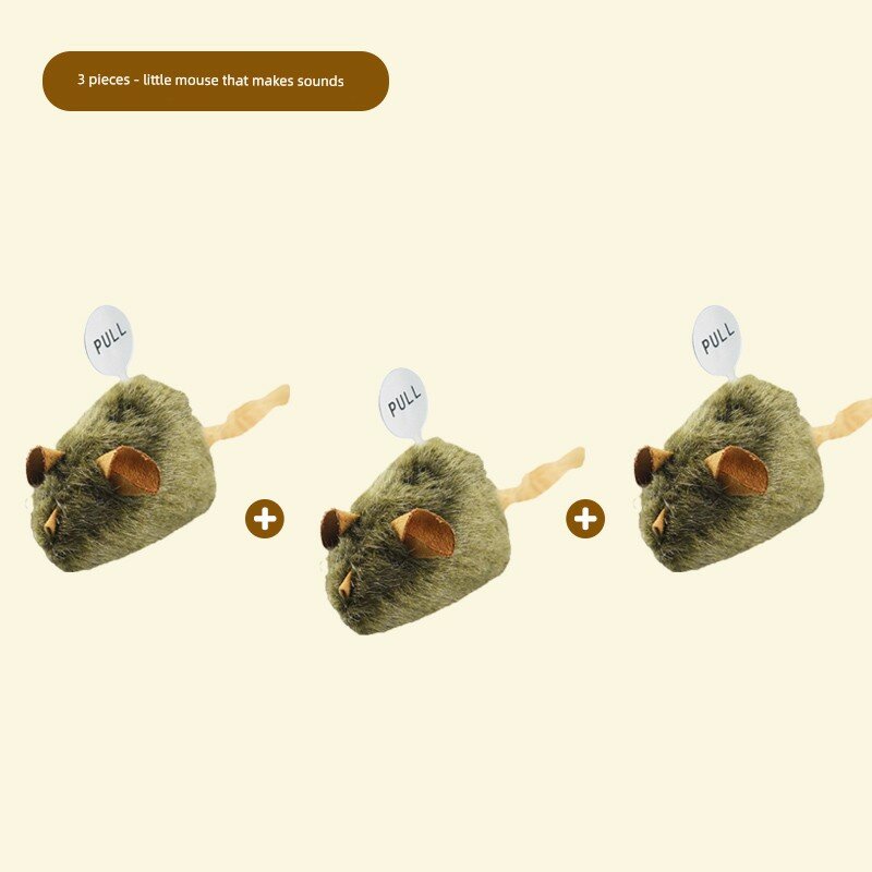 Набор звуковых мышей для кошек, 3 шт, увлекательная игра и развлечение для домашних питомцев