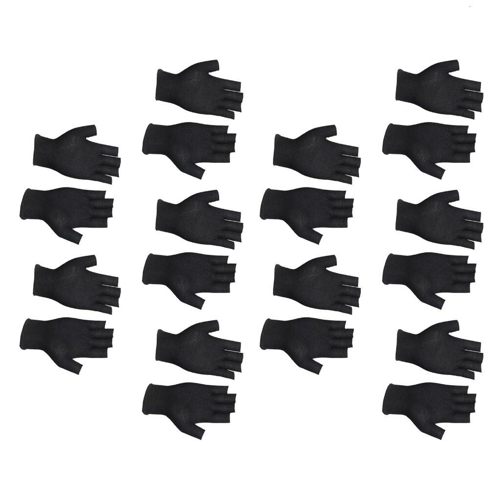 Легкие хлопковые перчатки с открытыми пальцами, 10 пар черных