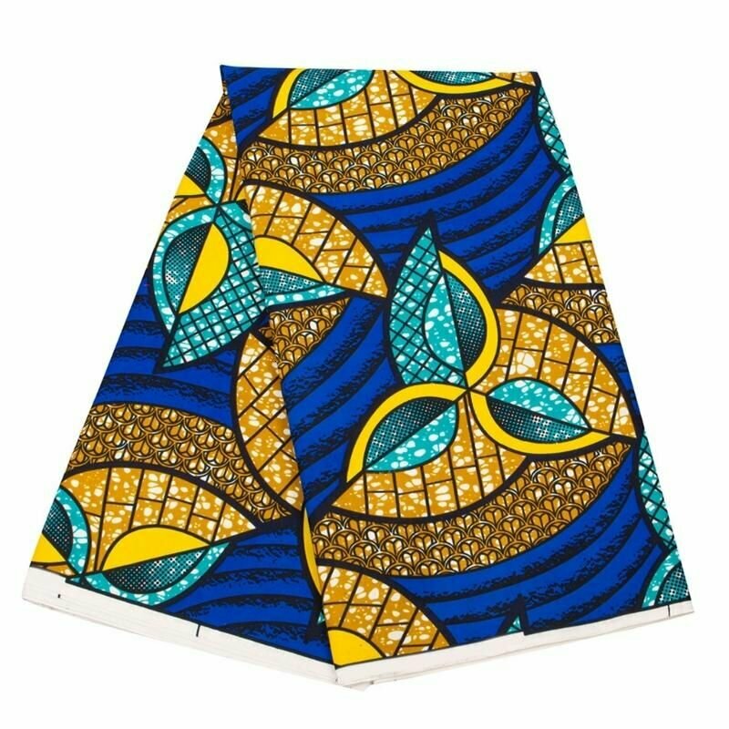 Африканская вощеная ткань с двусторонним геометрическим принтом, - 6466