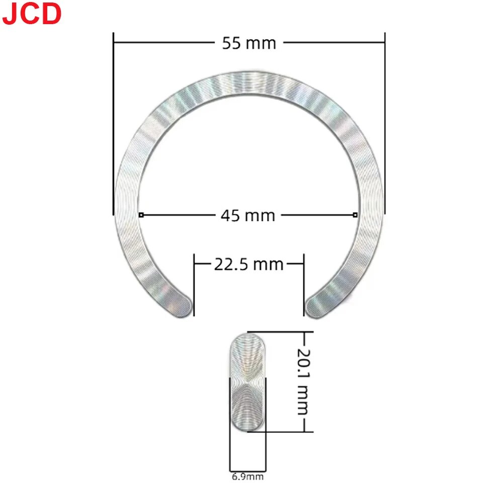 Магнитное кольцо JCD, 55 мм, серебристый, 5 шт.
