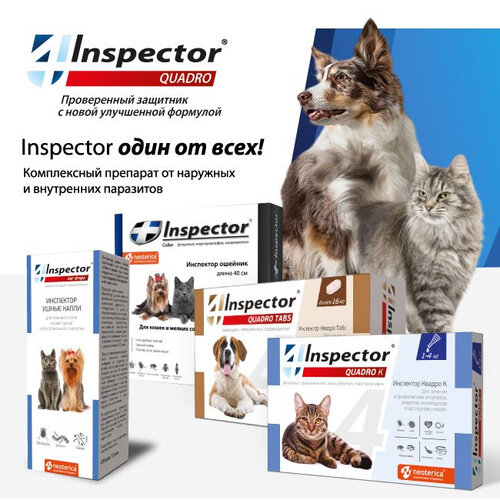 Ушные капли Inspector, для собак и кошек, комплексное действие, 10 мл
