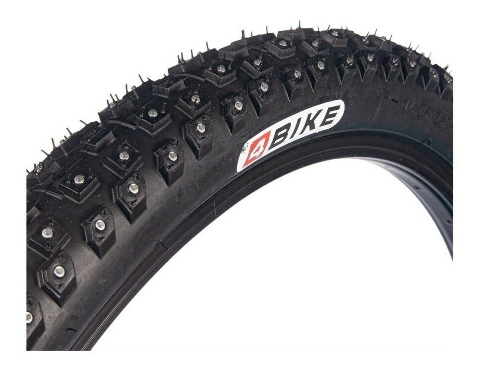 Велопокрышка зимняя шипованная 4BIKE, 26 x 2.10", 368 стальных шипов, 4 ряда