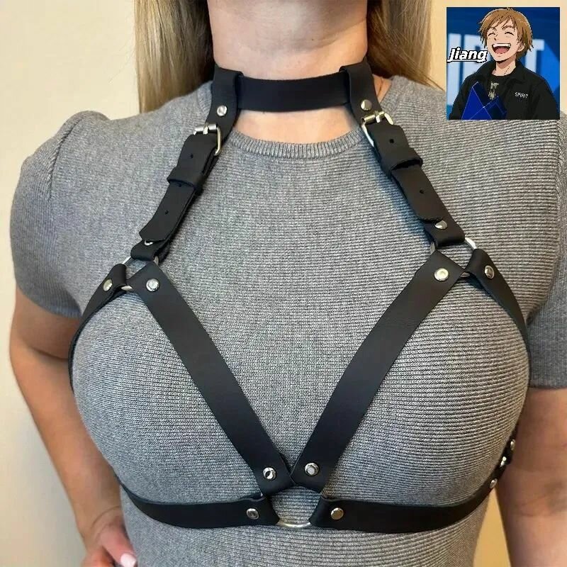 Кожаный нагрудный ремень, связывание груди, сексуальное женское белье, черный