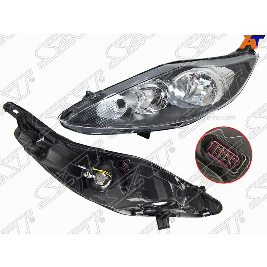 SAT ST4311187LMLDEM2 Фара Ford Fiesta 08-12 (Слева/ Галоген/ С электрокорректором/ Чёрная)