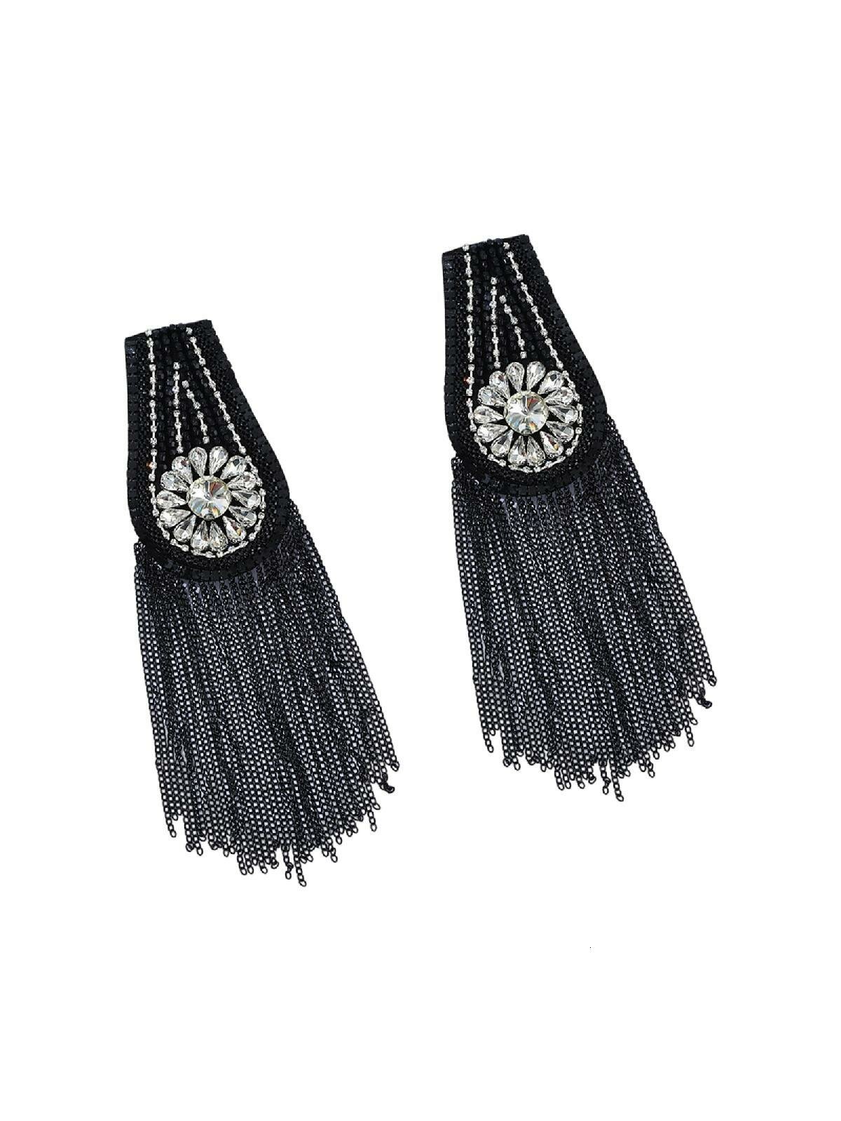 Накладные плечевые нашивки со стразами для одежды, Черный