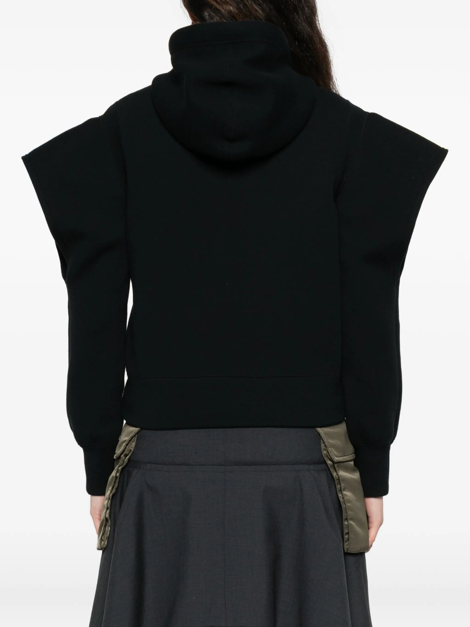 Худи Sacai Hooded zip sweatshirt, размер 42, , черный — фото 1